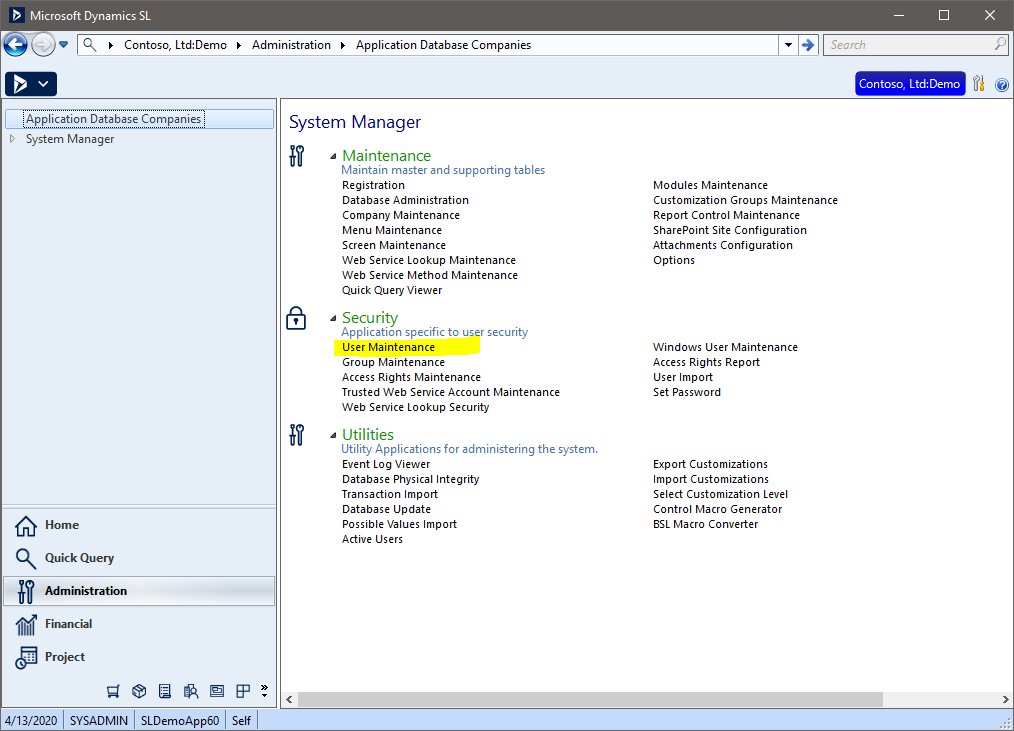 User administration in Microsoft Dynamics SL – part 1: creating users
